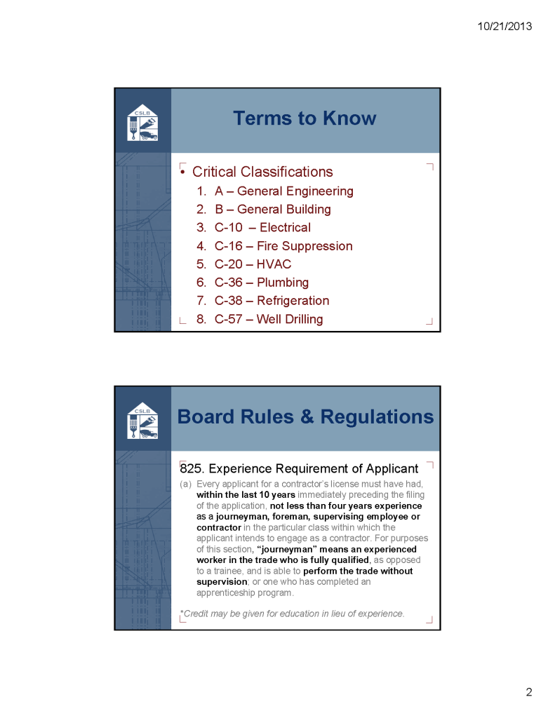 CSLB Qualifying Experience - California Contractors License Guru